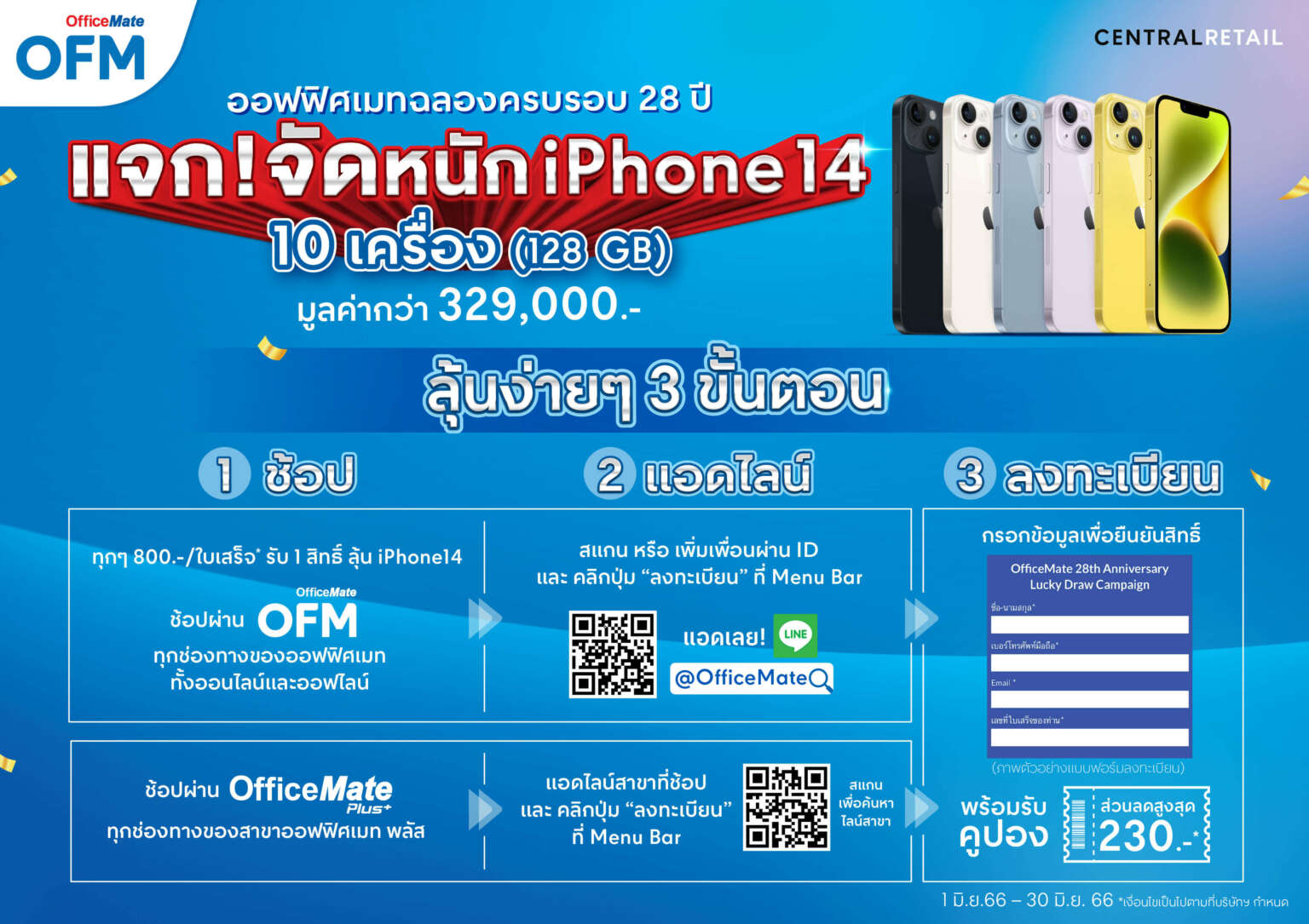 ออฟฟิศเมท ฉลองครบรอบ 28 ปี ลดสูงสุด 70% พร้อมแจกจัดหนัก iPhone 14 - OFM Blog